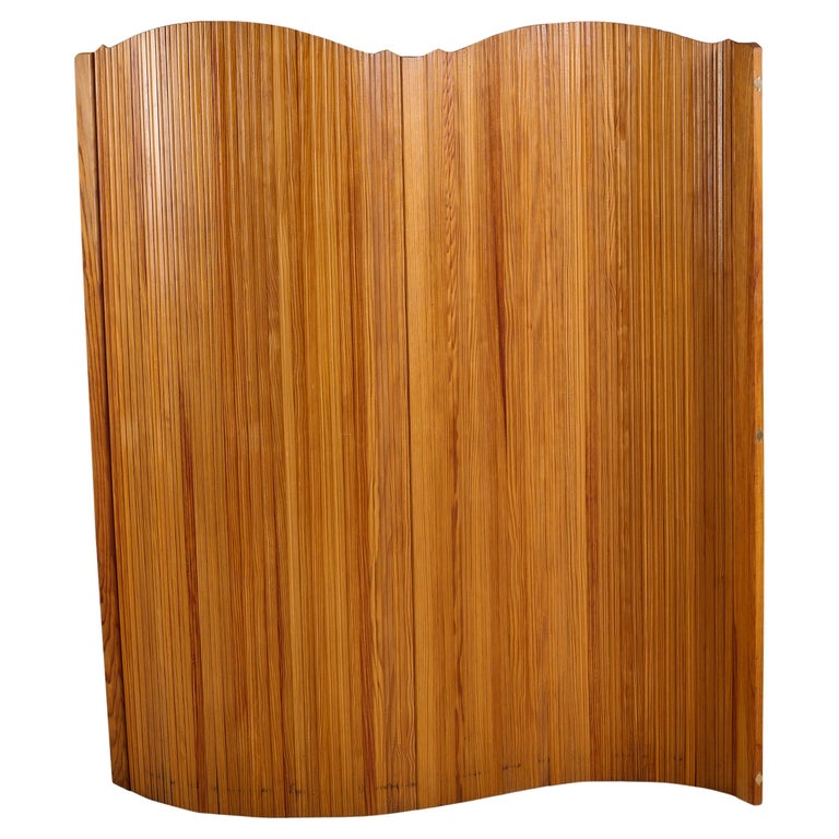 Mid-Century Slatted Folding Screen For Sale at 1stDibs