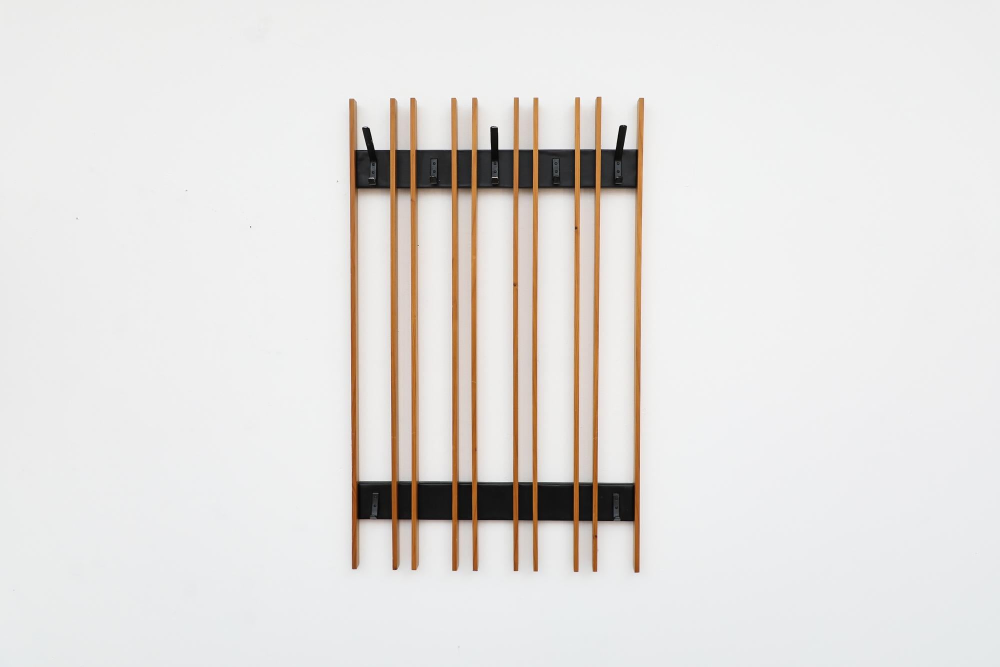 Mid-Century Slatted Wall Mount Coat Rack at 1stDibs