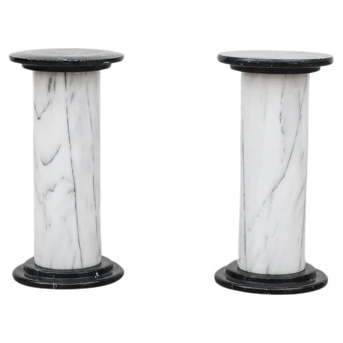 Mid-Century Small Black and White Marble Pillars For Sale at 1stDibs