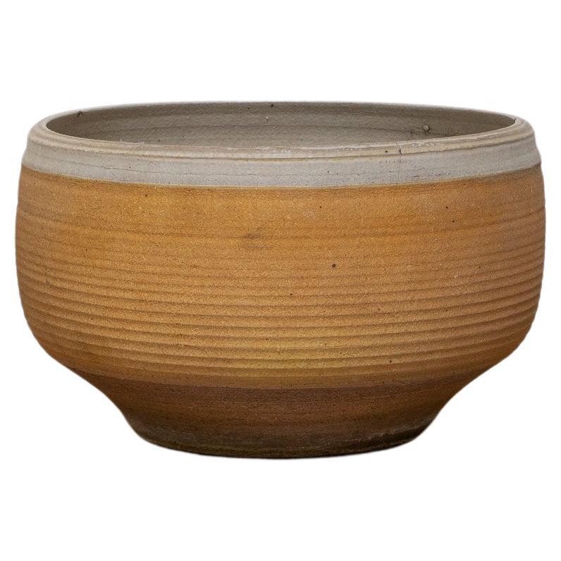 Mid Century Small Ribbed Stoneware Pot by Bob Kinzie at 1stDibs