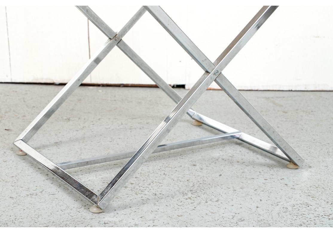 Mid Century Smoked Lucite and Chrome Scissor Stool For Sale at 1stDibs