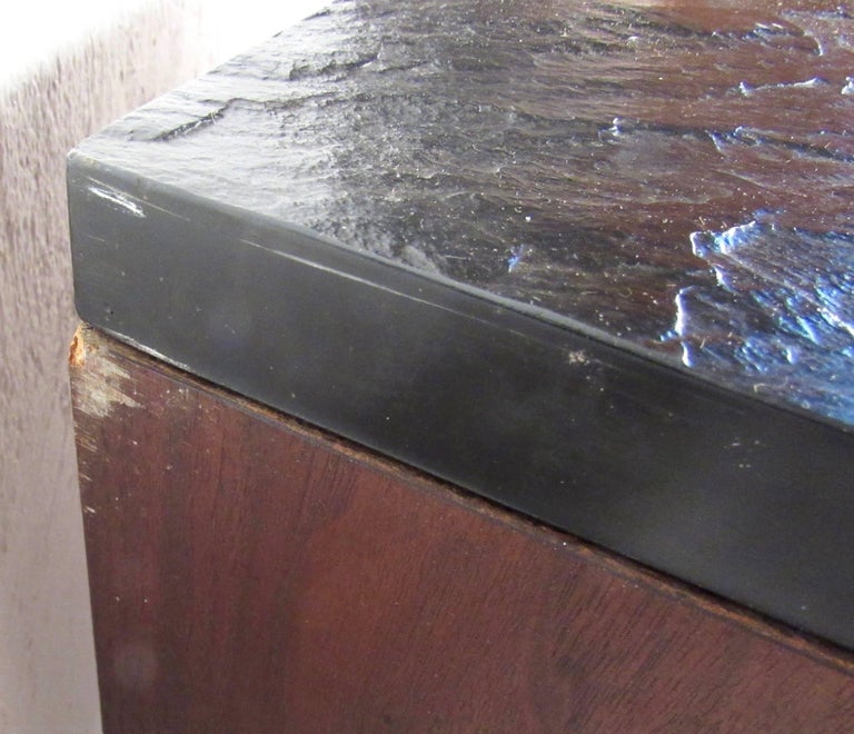 Mid-Century Sofa with Slate Top End Tables after Adrian Pearsall at ...