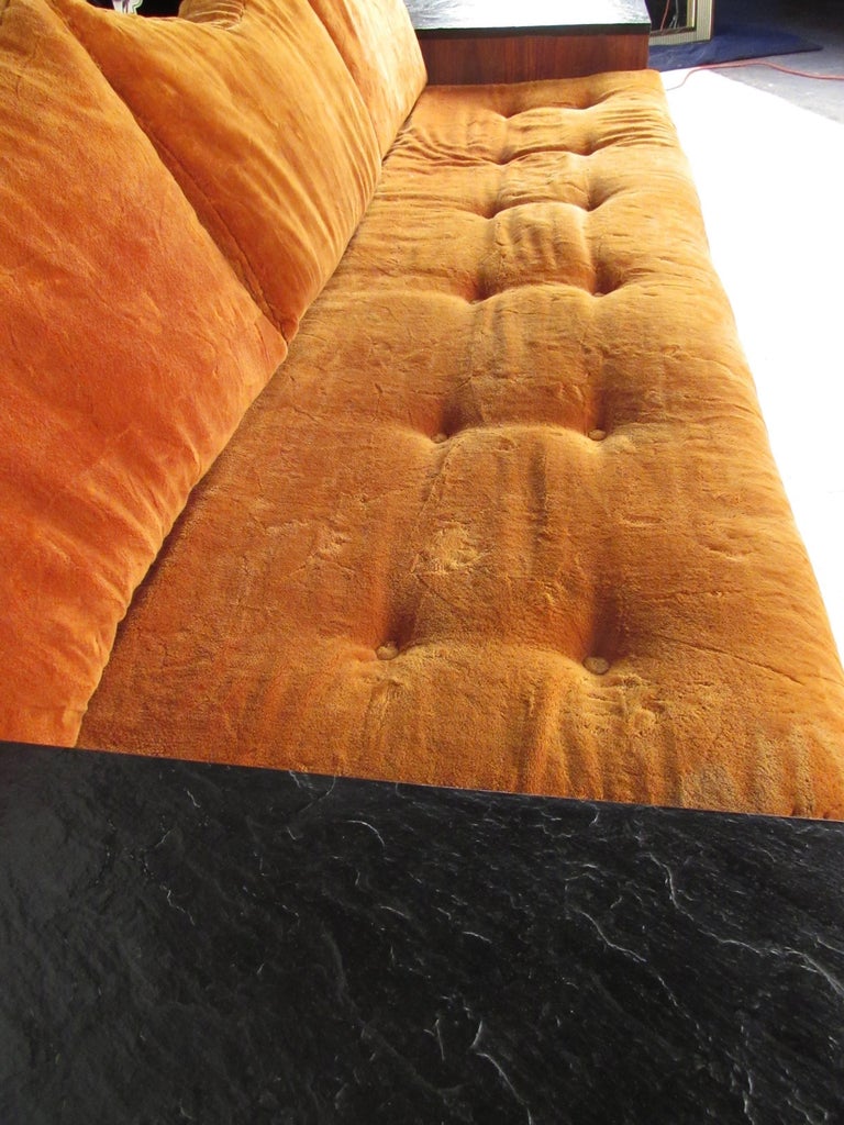 Mid-Century Sofa with Slate Top End Tables after Adrian Pearsall at ...