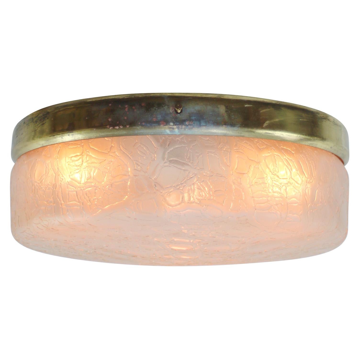 Mid-Century Solid Brass Frosted Glass Flush Mount Ceiling Lamps For ...
