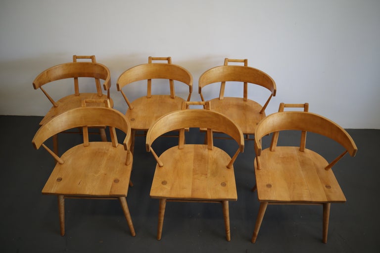 Mid Century Solid Maple Dining Chairs at 1stDibs