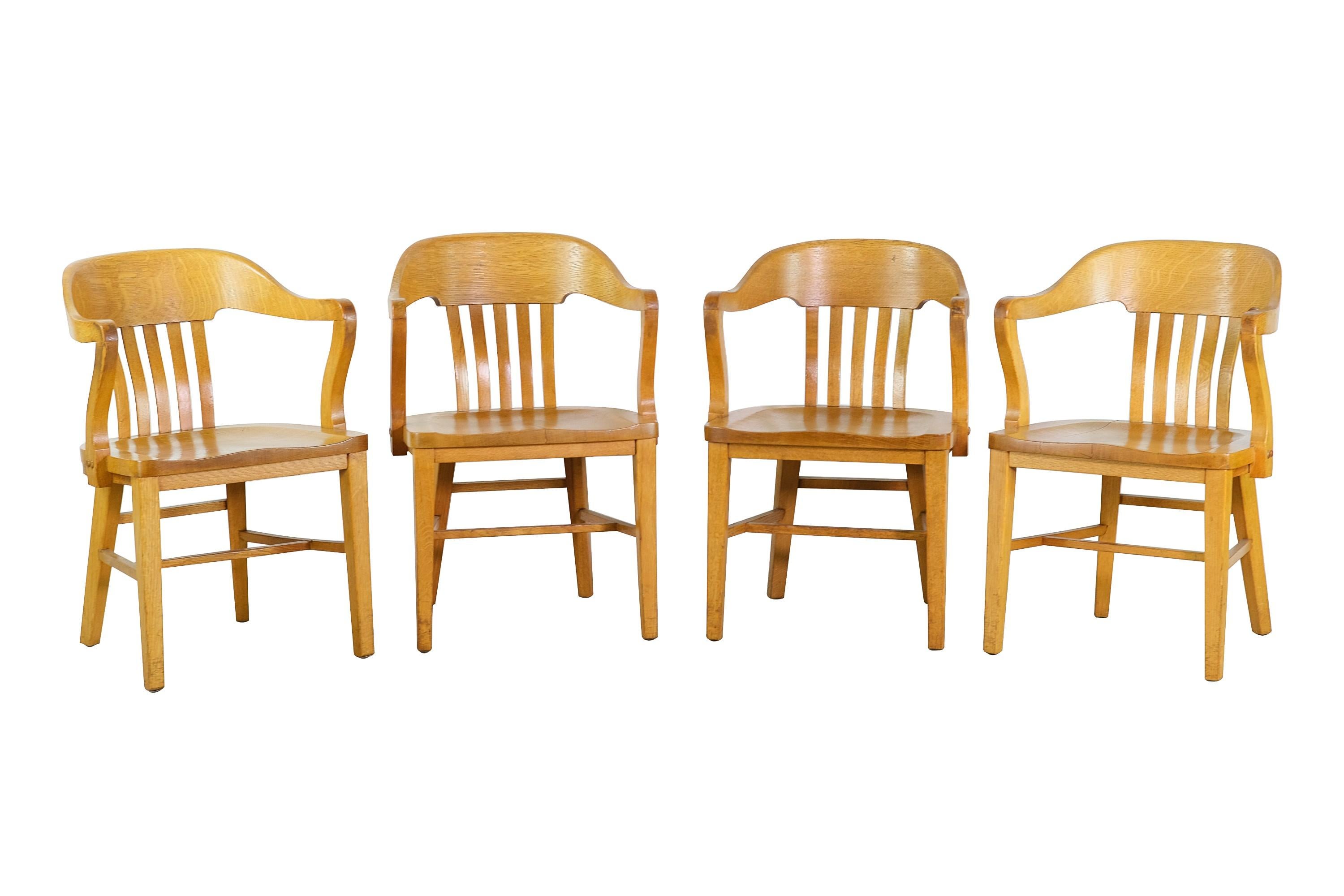 Mid-Century Solid Oak Banker's or Library Chair, Sm. Qty. Avail For ...