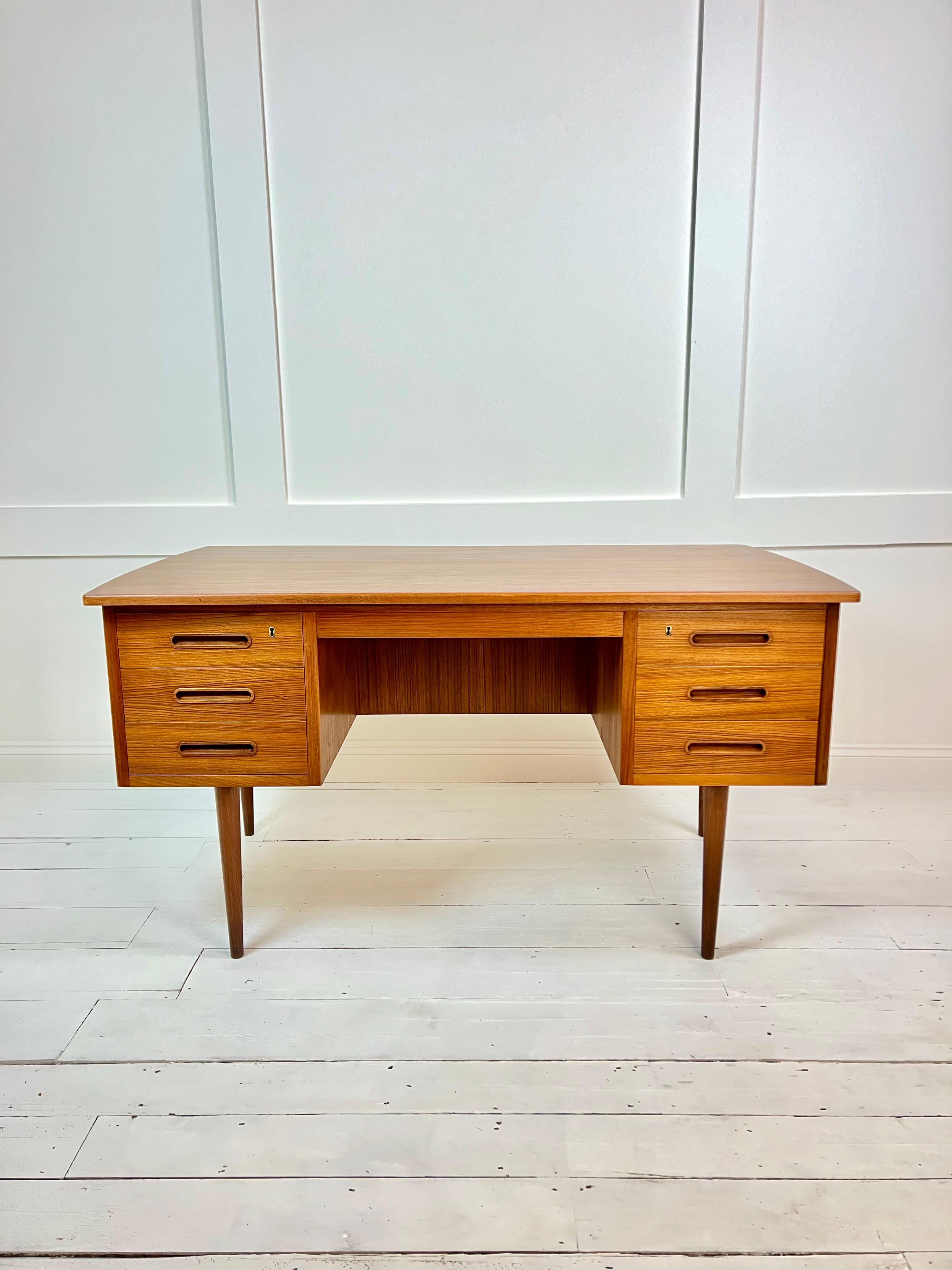 Mid - Century, Solid Teak and Veneer Surface Desk, Denmark c. 1960's ...