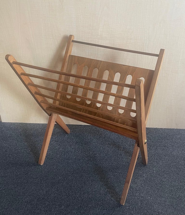 Mid-Century Solid Walnut Magazine Rack in the Style of Arthur Umanoff ...