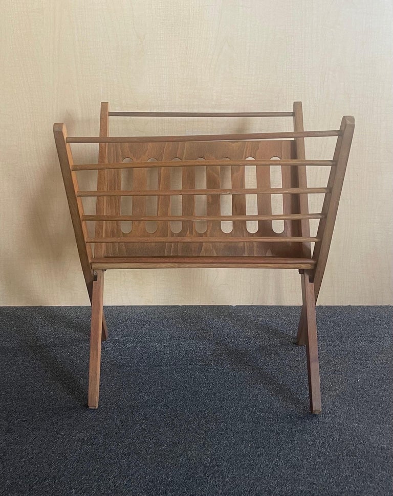Mid-Century Solid Walnut Magazine Rack in the Style of Arthur Umanoff ...