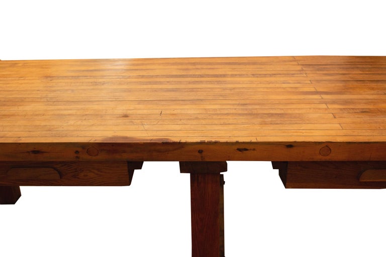 Midcentury Solid Wood Butcher Block Work Table with Storage at 1stDibs