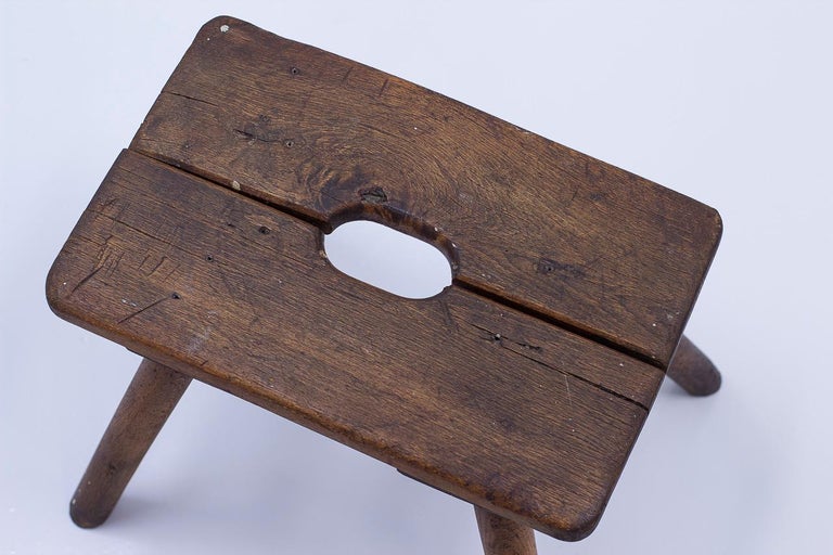 Mid-Century Solid Wood French Rustic Stool For Sale at 1stDibs