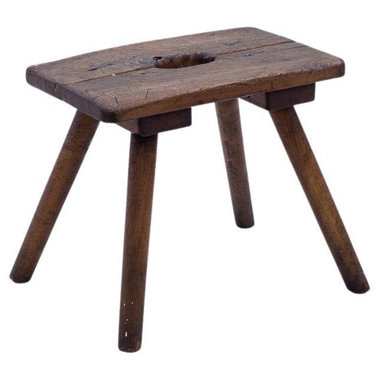 Mid-Century Solid Wood French Rustic Stool For Sale at 1stDibs
