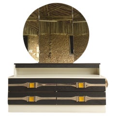 Space Age Vanity Desk with Mirror and Pouf, 1970s For Sale at 1stDibs