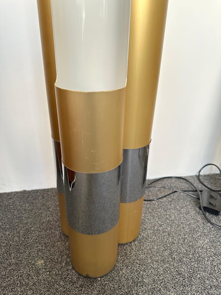 Mid-Century Space Age Gold Metal Organ Floor Lamp by Luci, Italy, 1970s ...