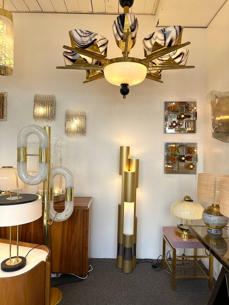 Mid-Century Space Age Gold Metal Organ Floor Lamp by Luci, Italy, 1970s ...