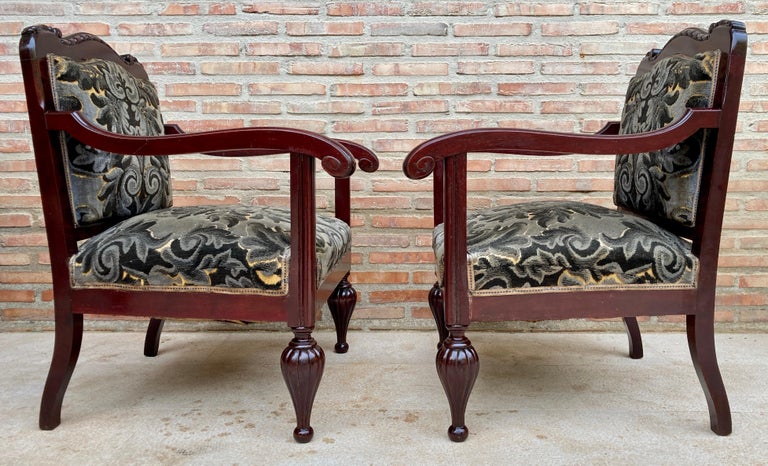 Mid Century Spanish Armchairs in Wood, Set of 2 For Sale at 1stDibs