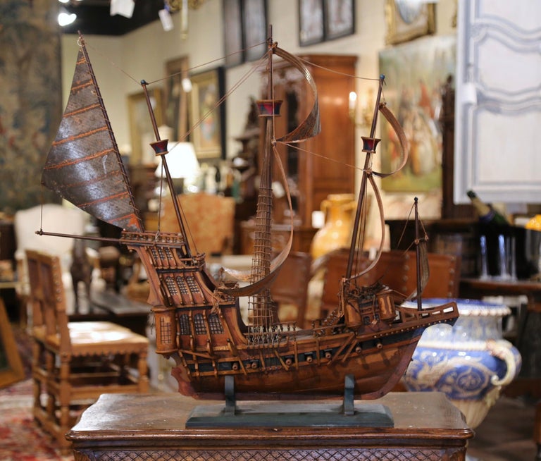 Mid-Century Spanish Carved Armada Style Model Ship the "Fragata ...