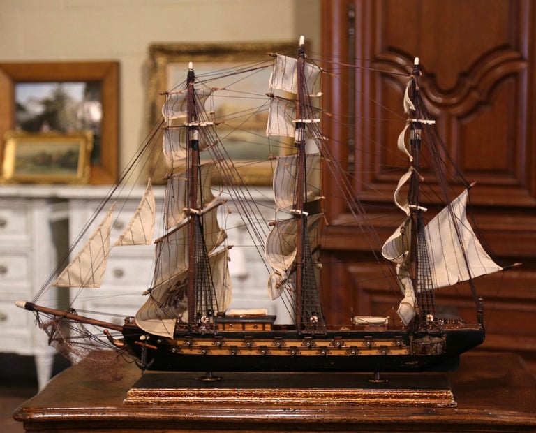 Mid-Century Spanish Carved Armada Style Model Ship the "Fragata ...