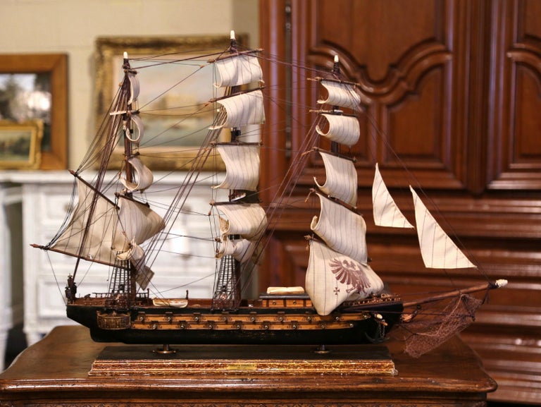 Mid-Century Spanish Carved Armada Style Model Ship the "Fragata ...