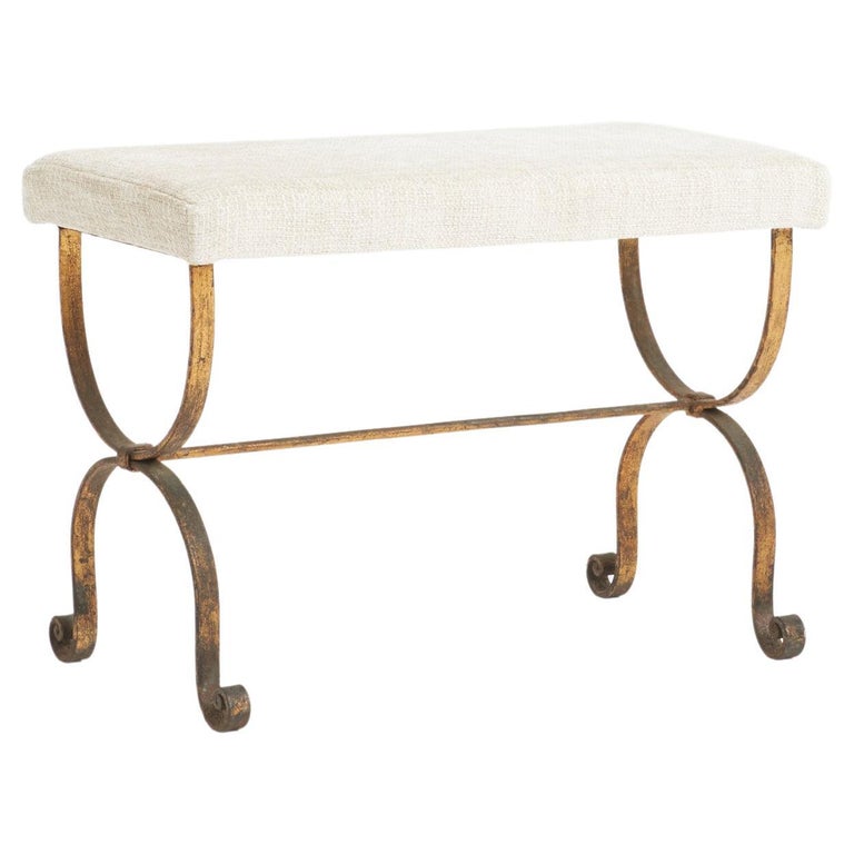 Midcentury Spanish Gilt Iron Stool For Sale at 1stDibs