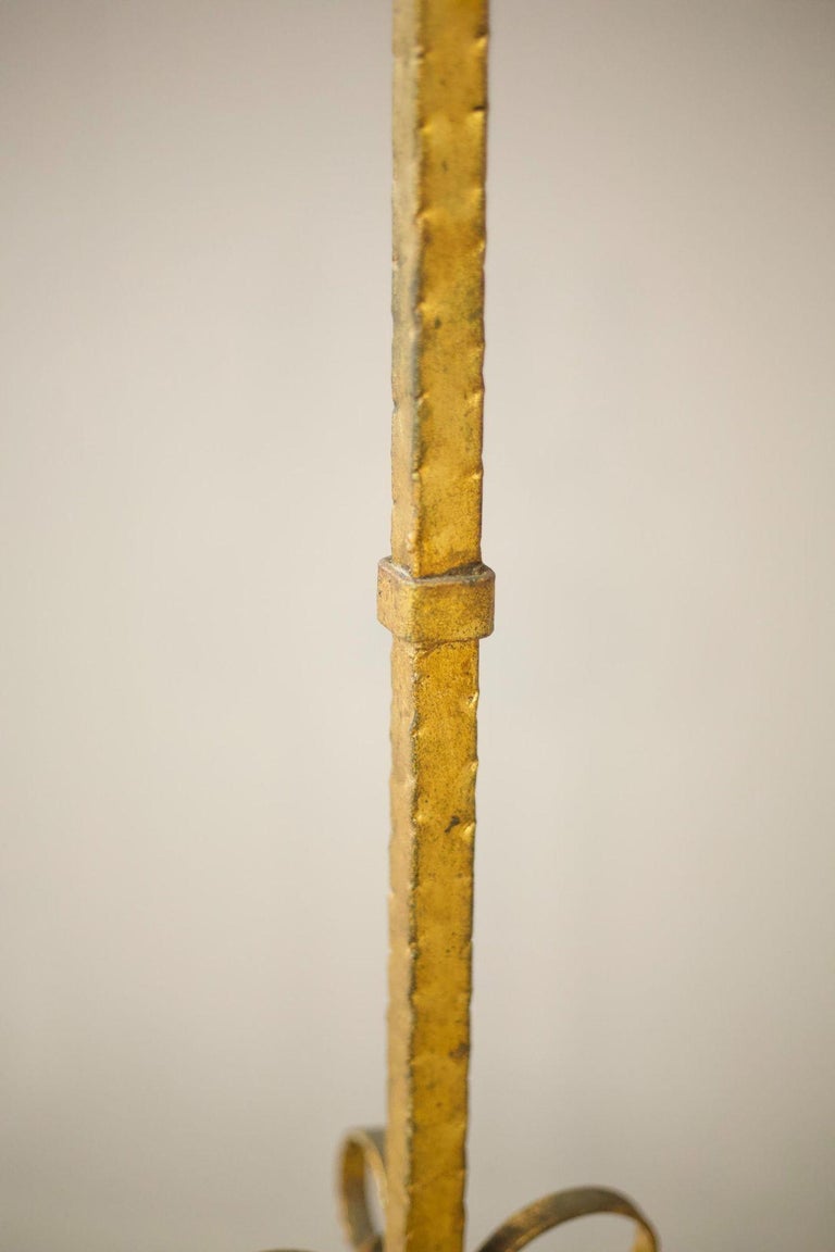 Mid century Spanish gilt metal floor lamp, Bright For Sale at 1stDibs