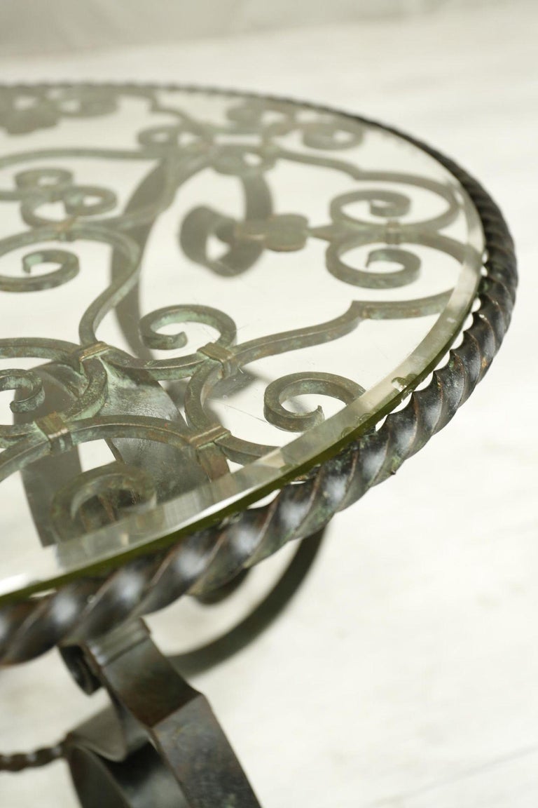 Mid Century Spanish Iron and Glass Side Table For Sale at 1stDibs