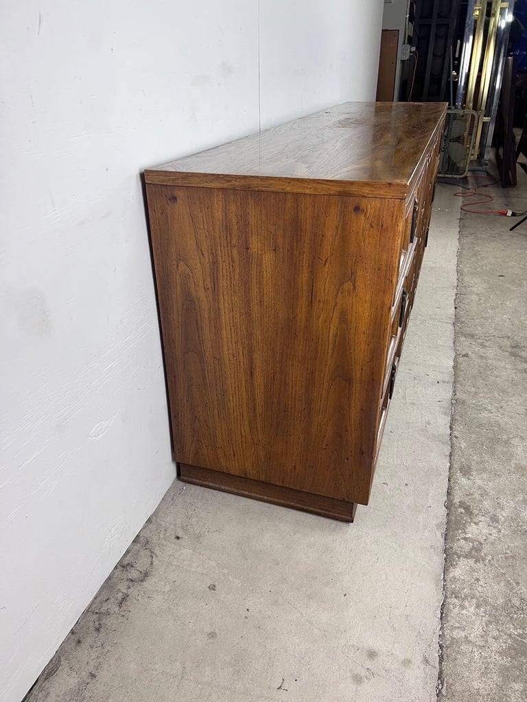 Mid-Century Spanish Revival Lowboy 9 Drawer Dresser For Sale at 1stDibs
