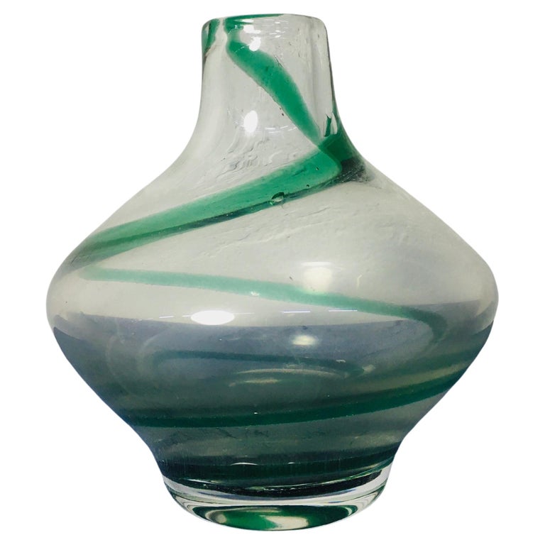 Mid-Century Clear Glass Table Vase with Painted Spiral Pattern 1970s ...