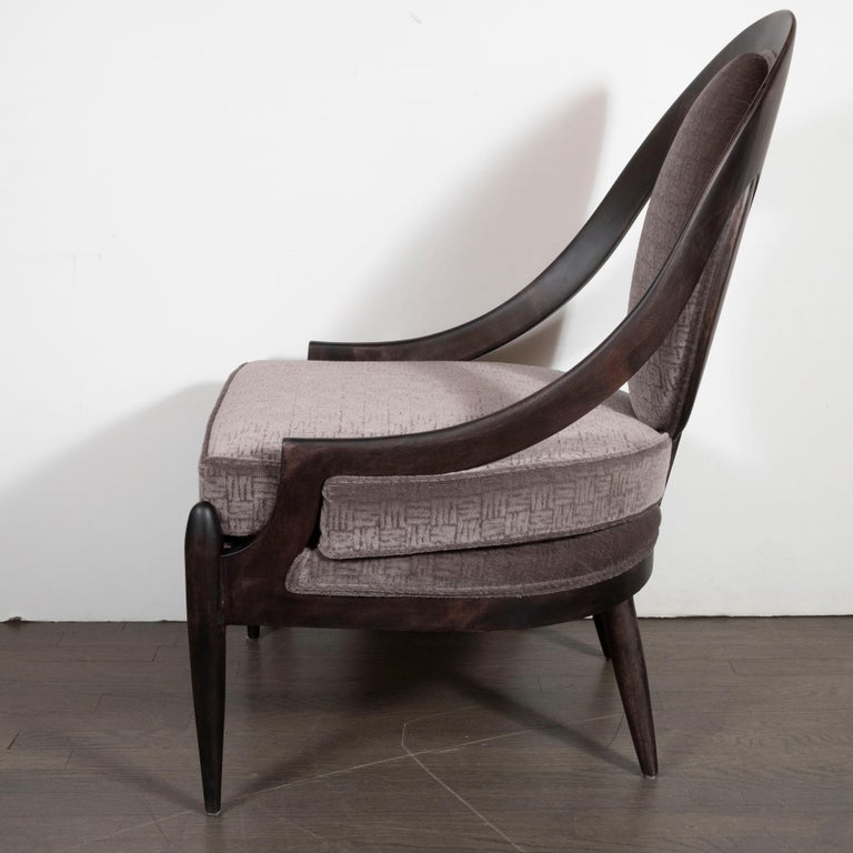 Midcentury Spoon Back Chairs in Ebonized Walnut and Gauffraged Mohair ...