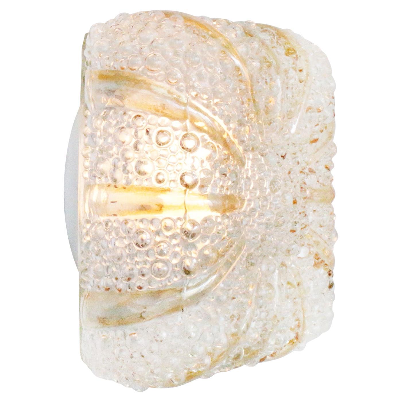 Mid-Century Square Clear Glass Sconce Flush Mount For Sale at 1stDibs