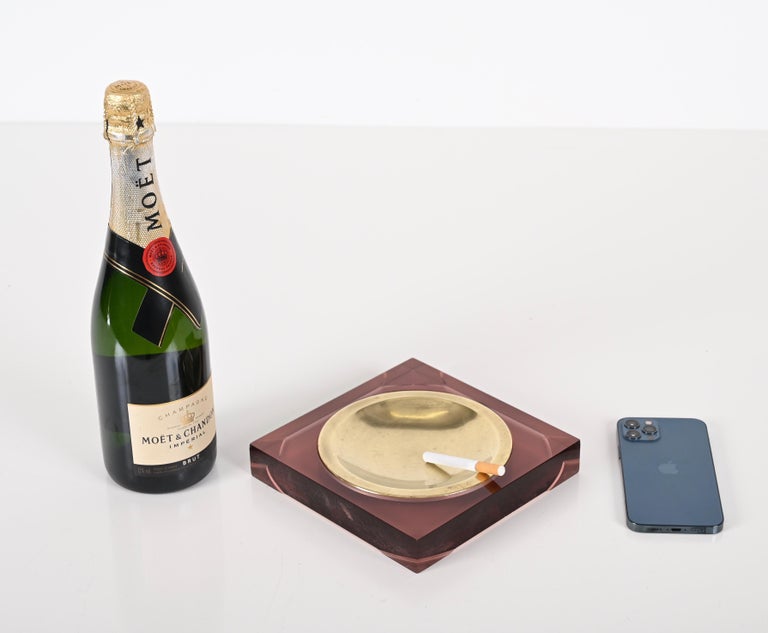 Midcentury Square Lucite and Brass Pocket Emptier, Dior Style, France ...