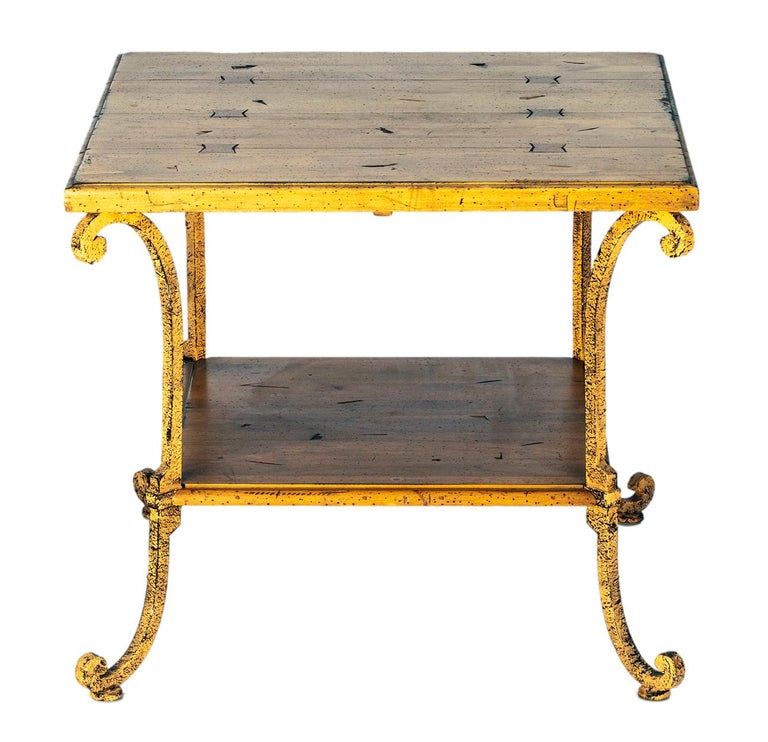 Mid-Century Square Two Tiered Table For Sale at 1stDibs