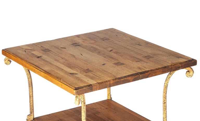 Mid-Century Square Two Tiered Table For Sale at 1stDibs