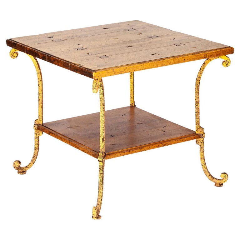 Mid-Century Square Two Tiered Table For Sale at 1stDibs