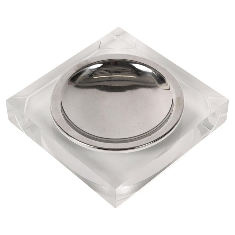 Mid-Century Squared Lucite and Chrome Pocket Emptier in Dior Style ...
