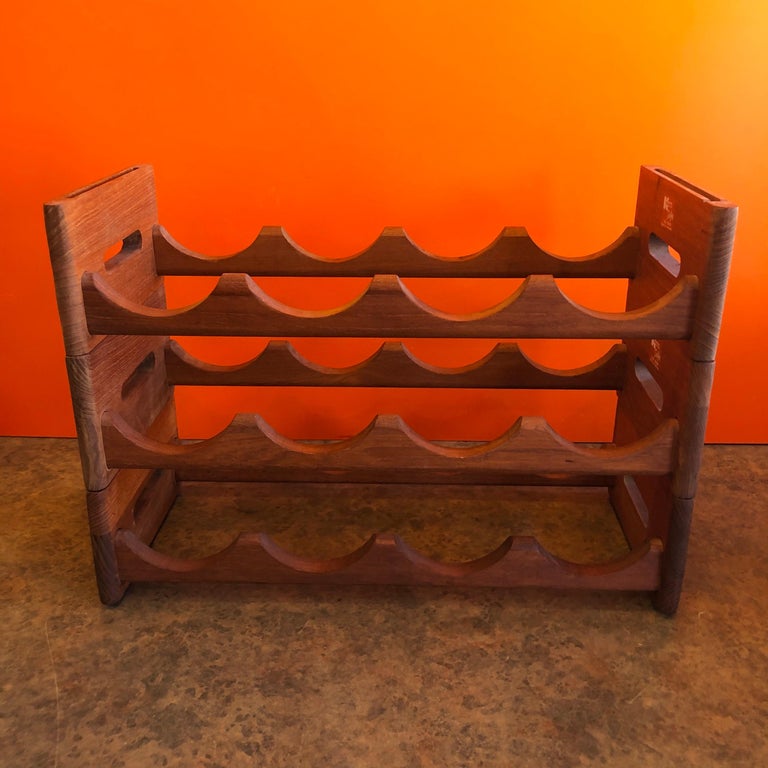 Midcentury Stackable Solid Teak Wine Rack at 1stDibs | stackable wine ...