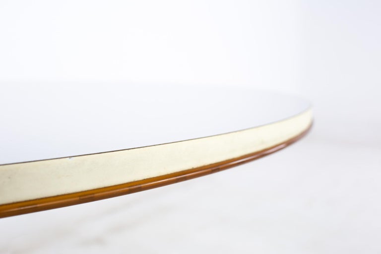 Mid Century Stainless and White Laminate Game Table For Sale at 1stDibs