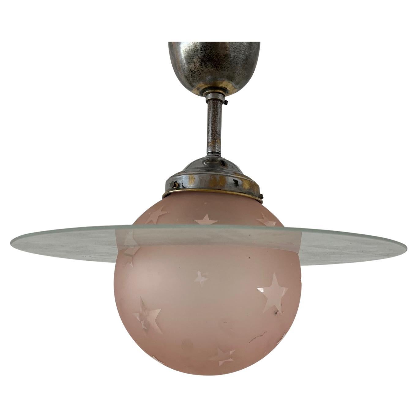 Pair of Mid-Century Industrial Saturn Ring Pendants at 1stDibs