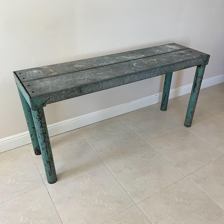 Mid-Century Steel Industrial Work Table Console Table For Sale at 1stDibs