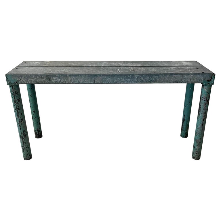 Mid-Century Steel Industrial Work Table Console Table For Sale at 1stDibs