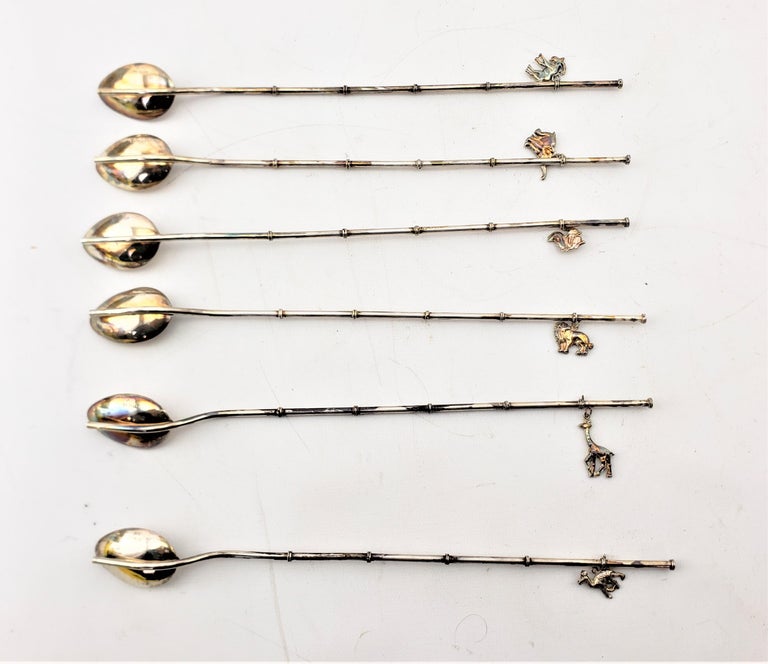 Mid-Century Sterling and .900 Silver Sipping Straw Cocktail Spoon Set ...