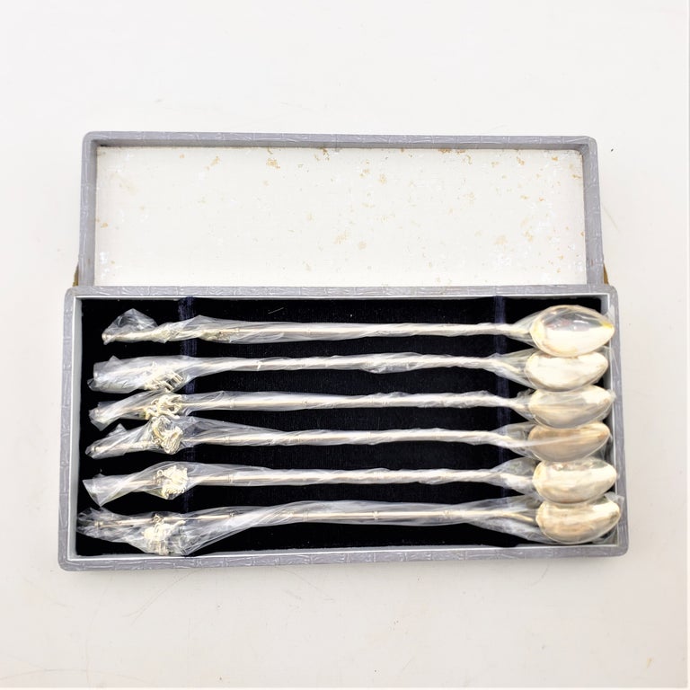 Mid-Century Sterling and .900 Silver Sipping Straw Cocktail Spoon Set ...