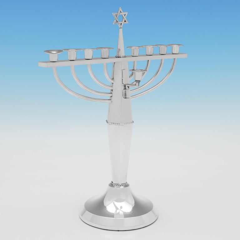 Mid Century Sterling Silver Menorah, Stylish Design, Hexagonal Shape ...