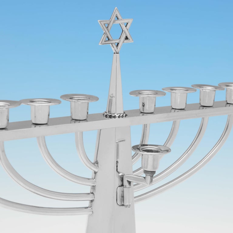 Mid Century Sterling Silver Menorah, Stylish Design, Hexagonal Shape ...