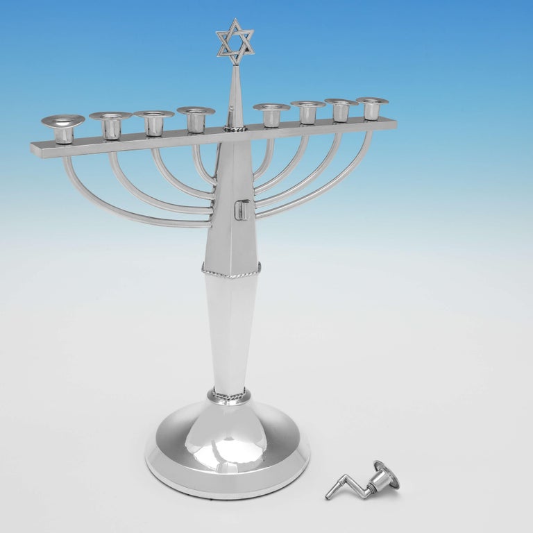 Mid Century Sterling Silver Menorah, Stylish Design, Hexagonal Shape ...