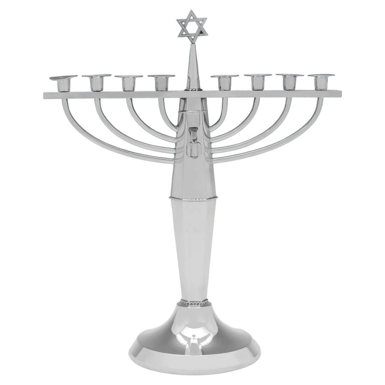 Mid Century Sterling Silver Menorah, Stylish Design, Hexagonal Shape ...