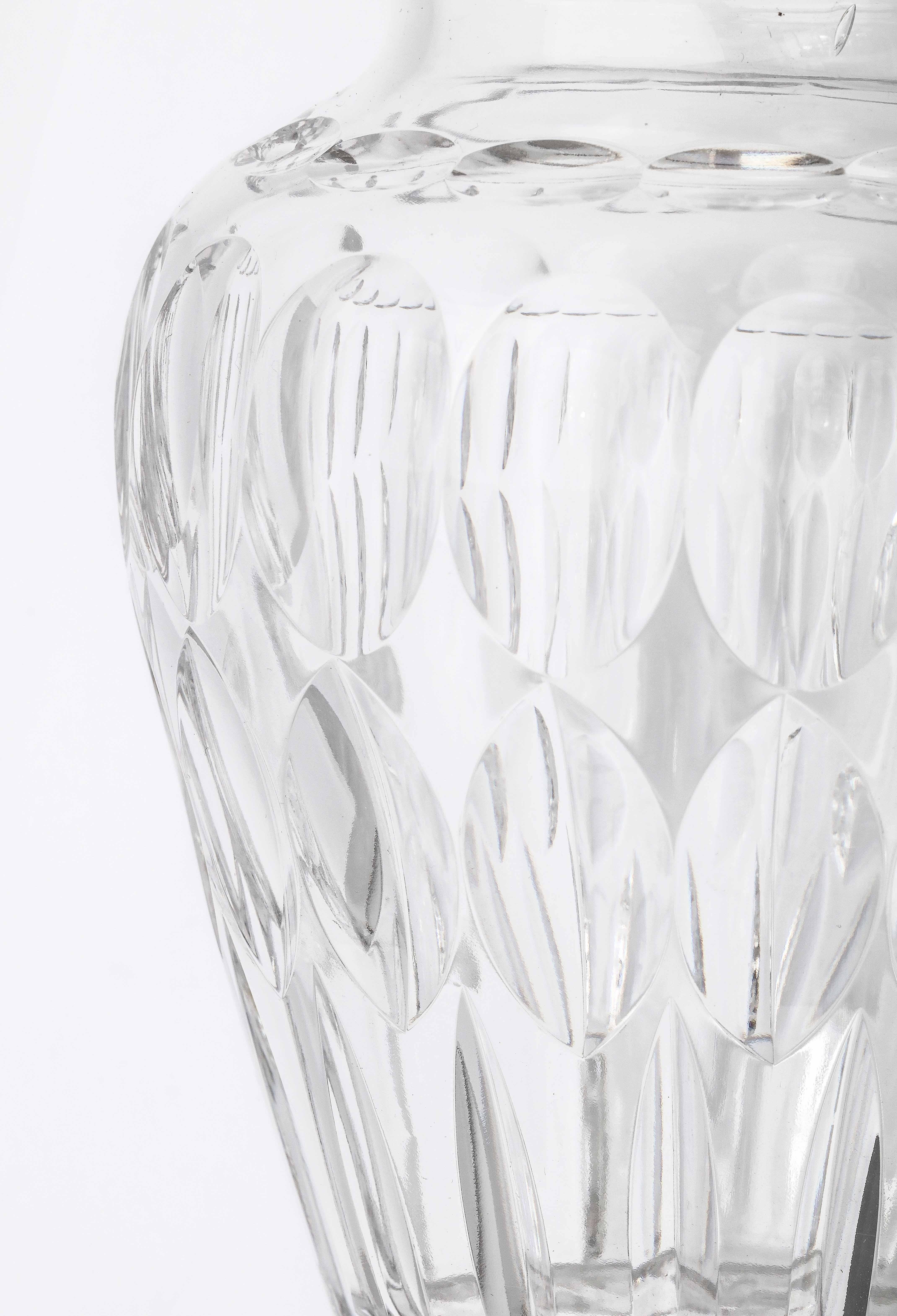 Mid-Century Sterling Silver-Mounted Cut Crystal Vase at 1stDibs