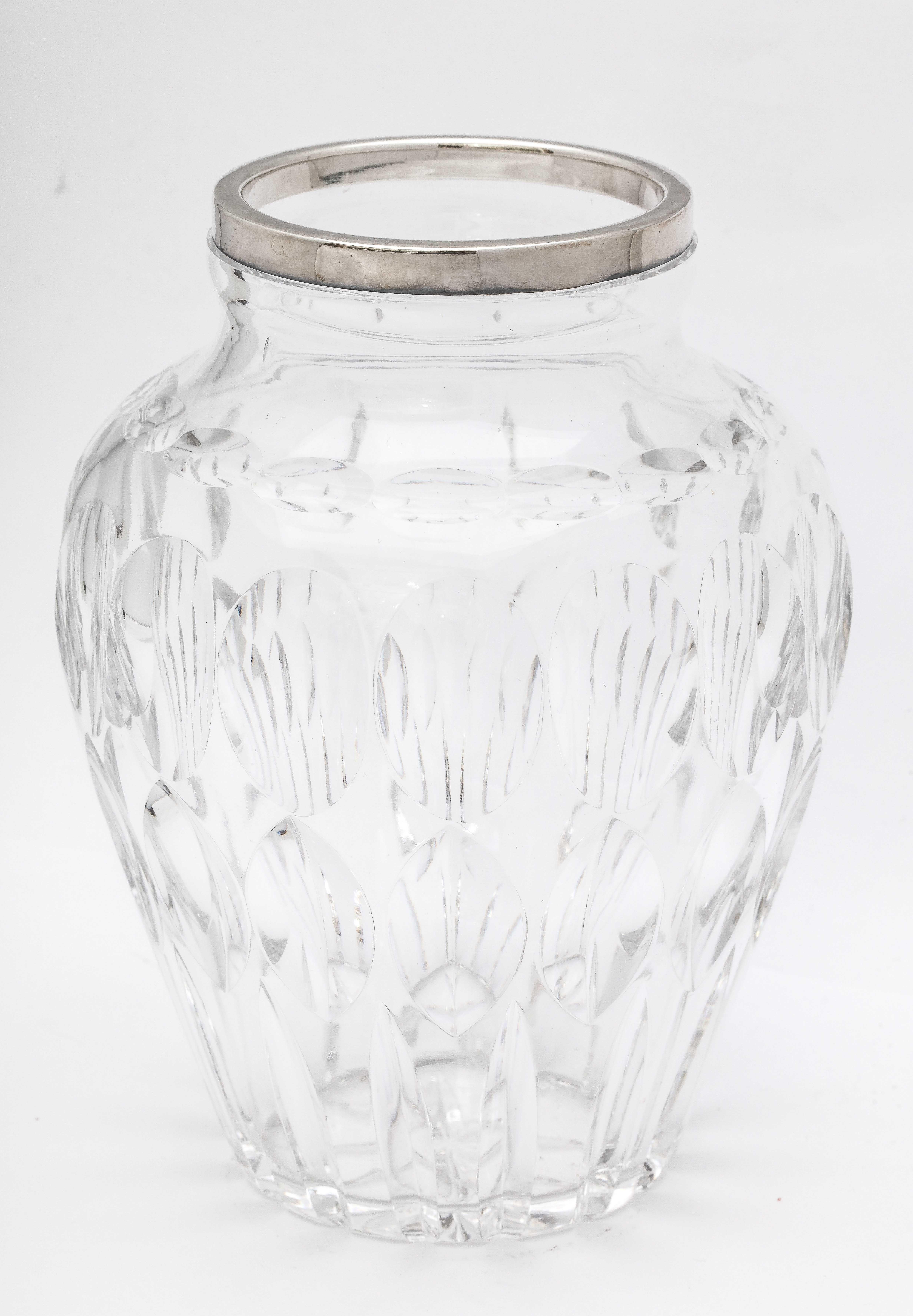 Mid-Century Sterling Silver-Mounted Cut Crystal Vase at 1stDibs