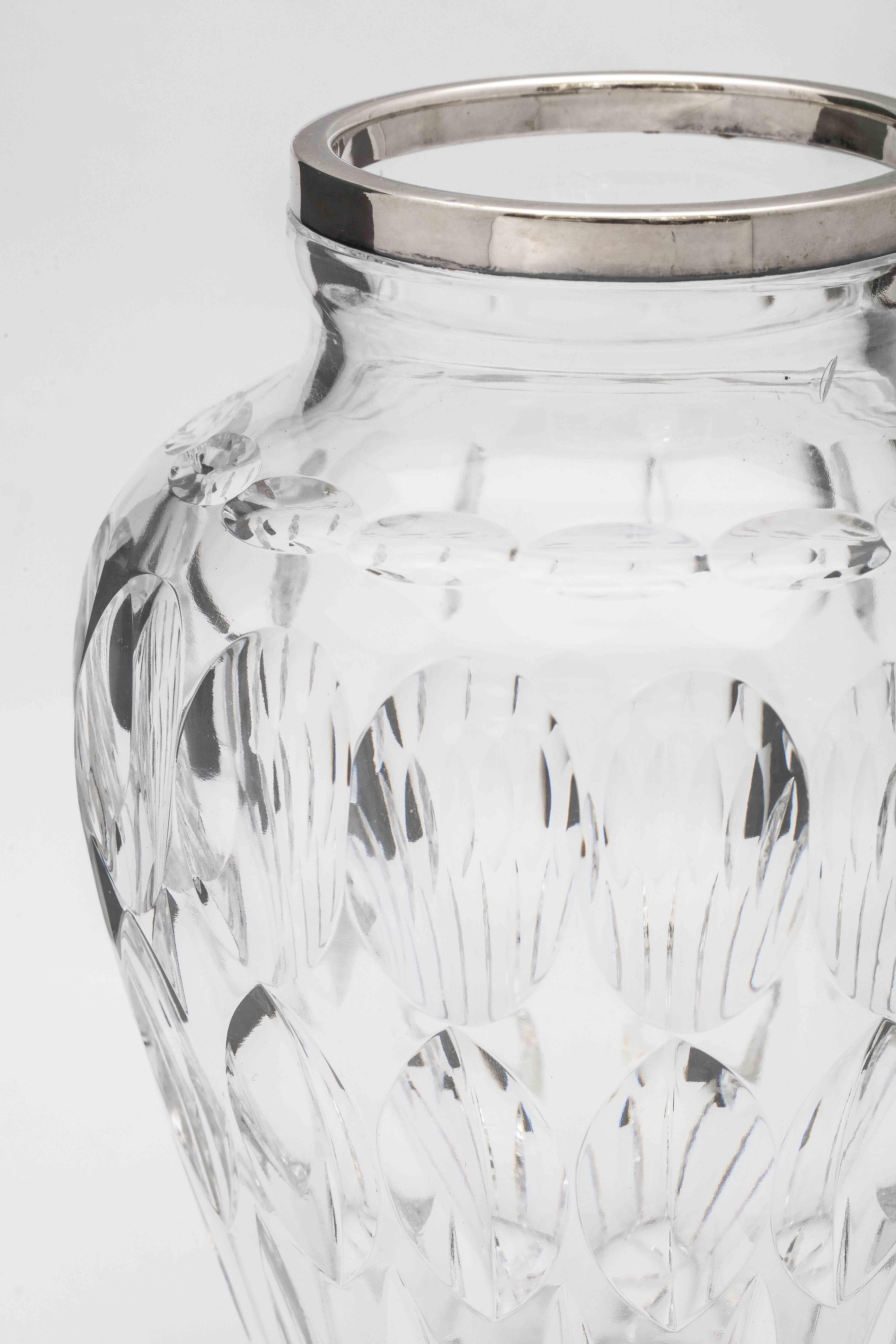 Mid-Century Sterling Silver-Mounted Cut Crystal Vase at 1stDibs
