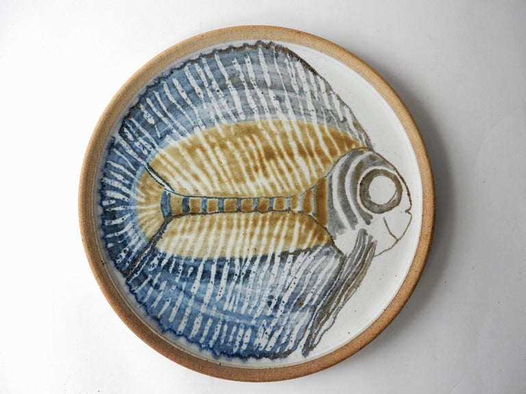 Midcentury Stoneware Fish Charger Platter Studio Artist Rowe For Sale ...